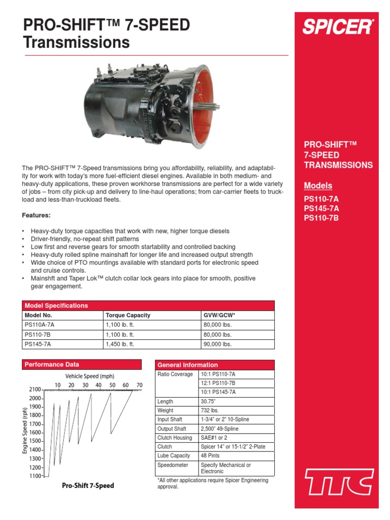 Pro-Shift™ 7-Speed Transmissions Models | PDF | Transmission (Mechanics ...