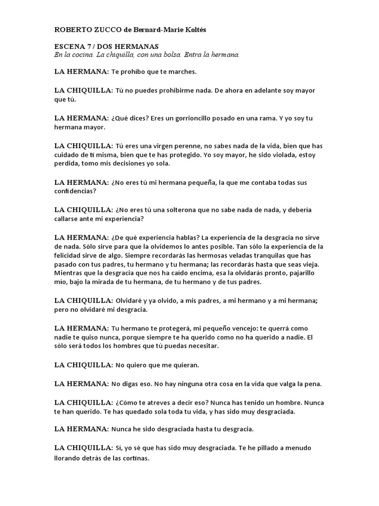Escena 2 Hermanas Roberto Zucco | PDF