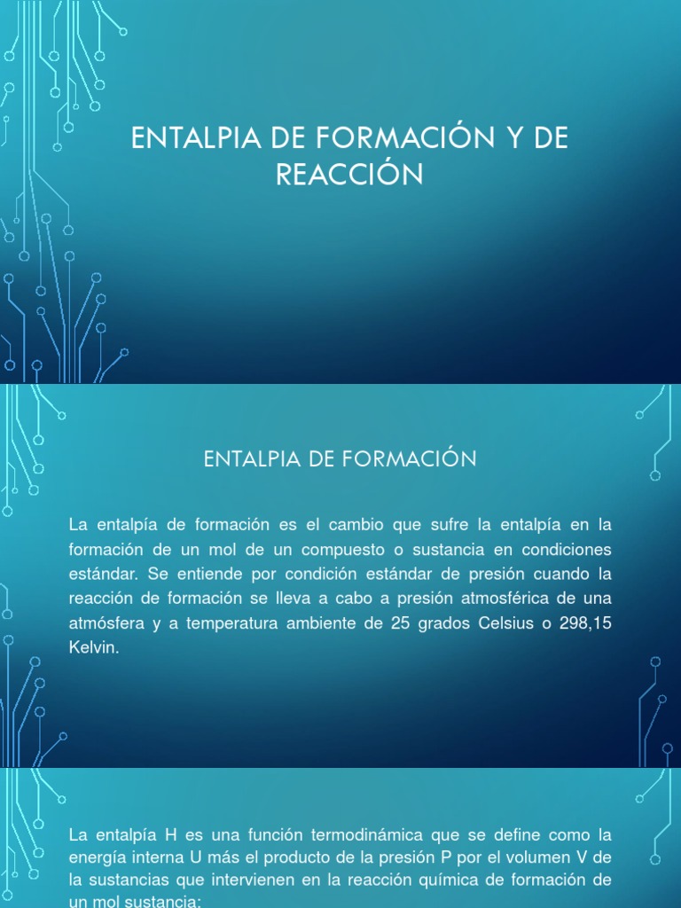 Entalpia De Formación Y De Reacción Pdf Entalpía Reacciones Químicas