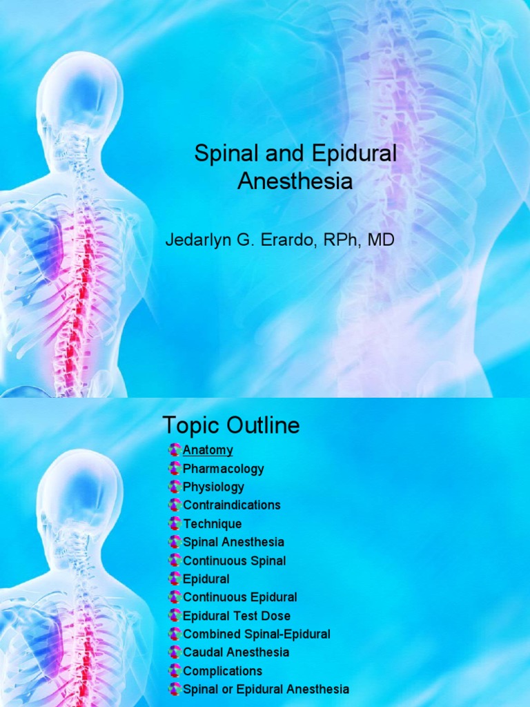 Spinal and Epidural Anesthesia: Anatomy, Pharmacology, Techniques | PDF ...