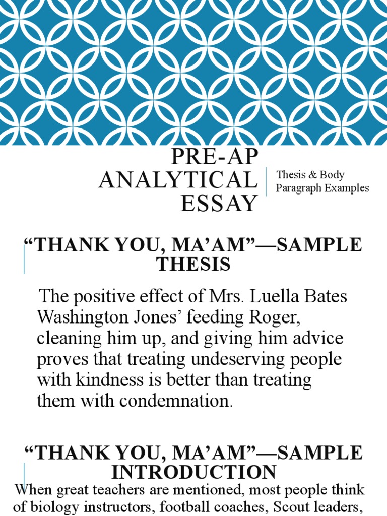 Thank You Maam Essay Writing Examples | PDF