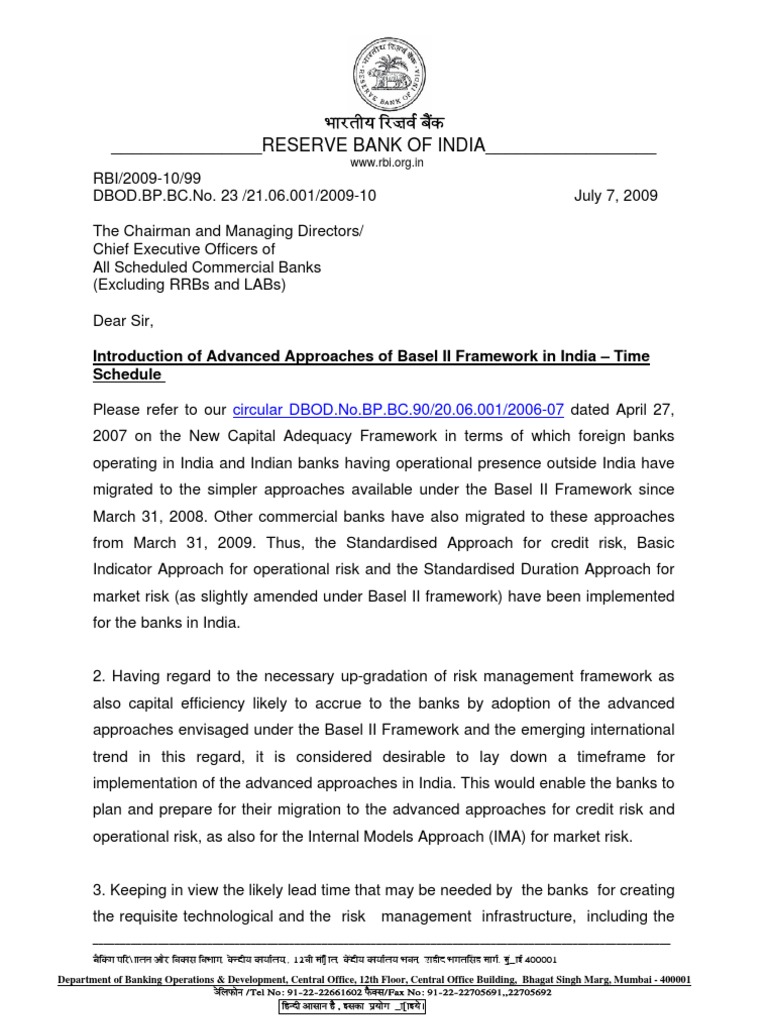 Advanced Approached To Basel II Framework | PDF | Basel Ii ...