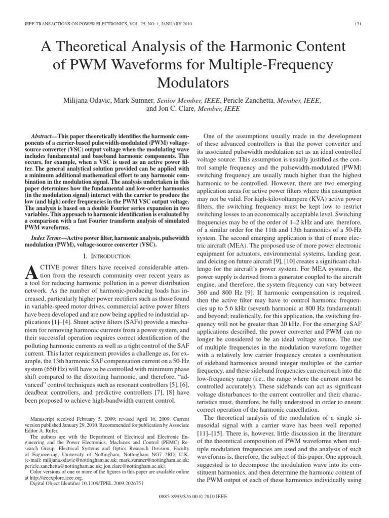 A Theoretical Analysis of The Harmonic Content of PWM Waveforms For Multiple-Frequency ...