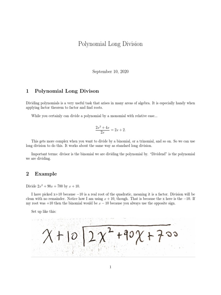 Polynomial Long Division | PDF | Factorization | Polynomial