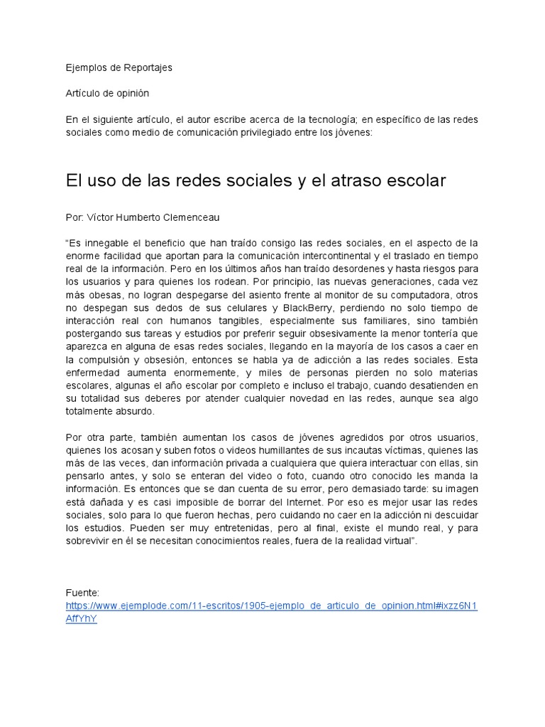 Ejemplos de Reportajes | PDF