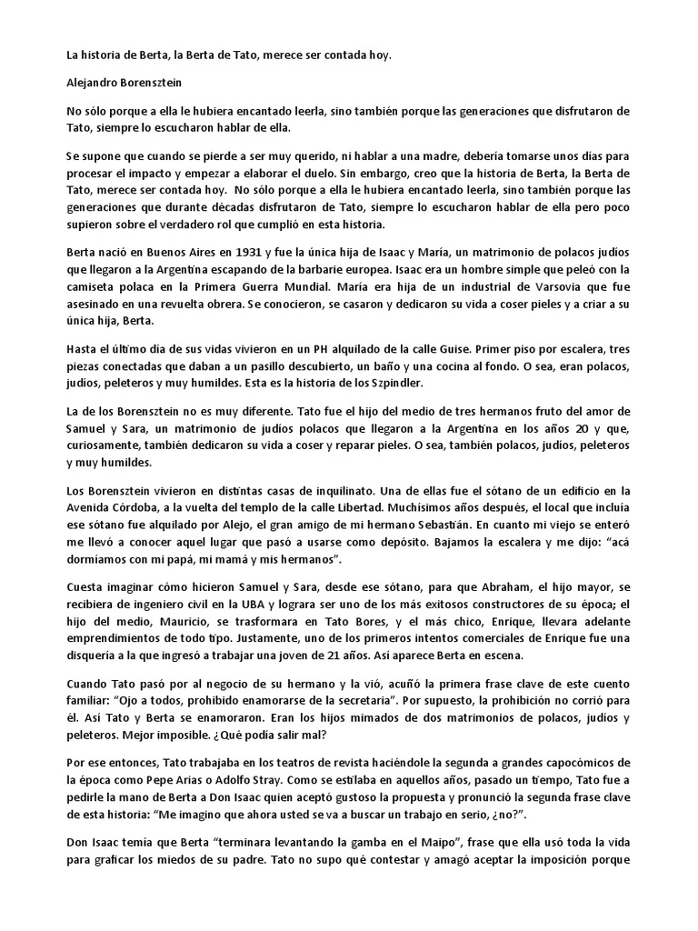 La historia de Berta y Tato | PDF | Novela negra, policíaca y suspenso