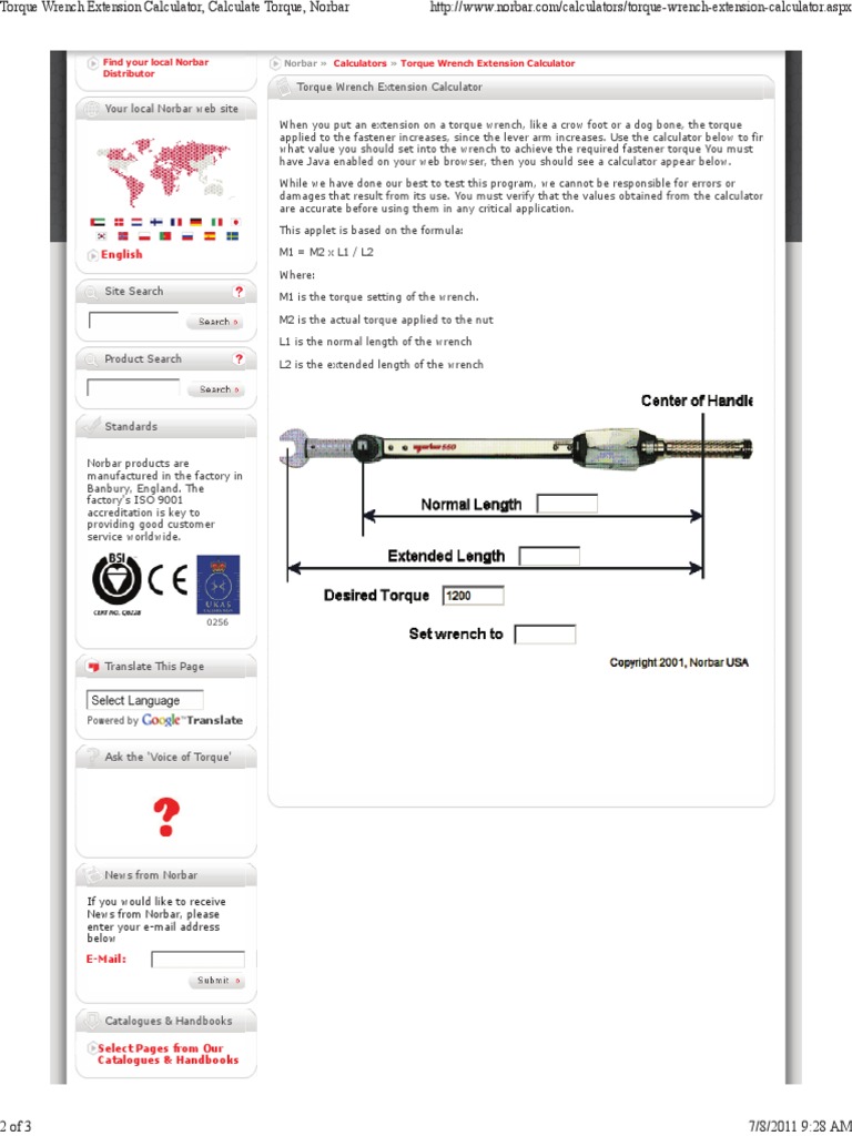 Torque Wrench Extension Calculator | PDF | Teaching Mathematics
