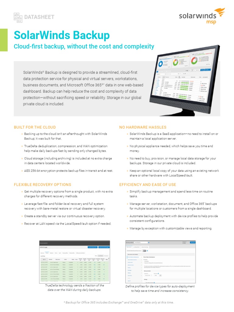 Solarwinds Backup: Cloud-First Backup, Without The Cost and Complexity ...