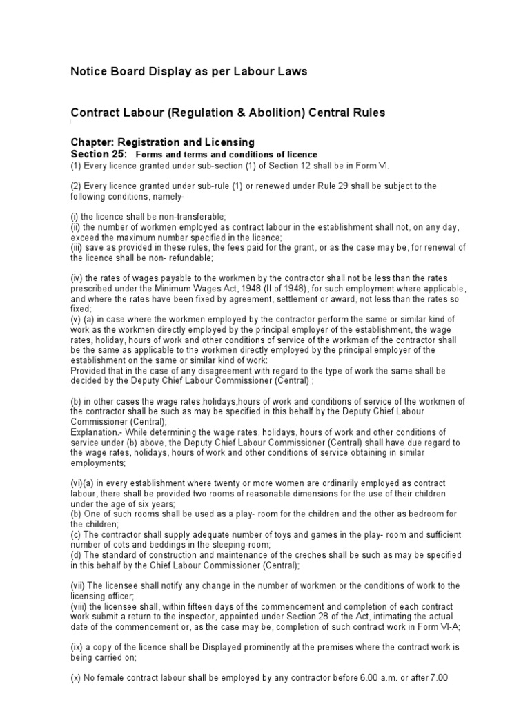 Labour Law Notice Board Guidelines | PDF | License | Employment
