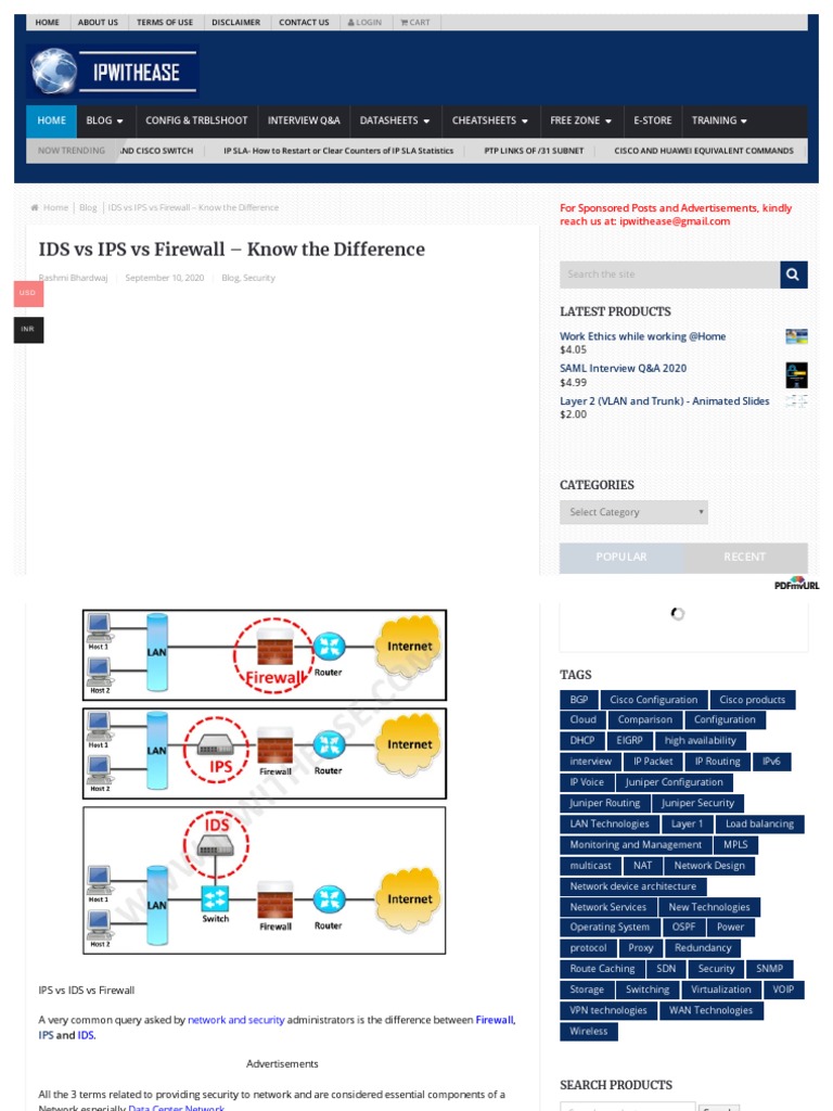 Ipwithease - Com - Firewall Vs Ips Vs Ids - PDF | PDF | Firewall (Computing) | Internet Standards