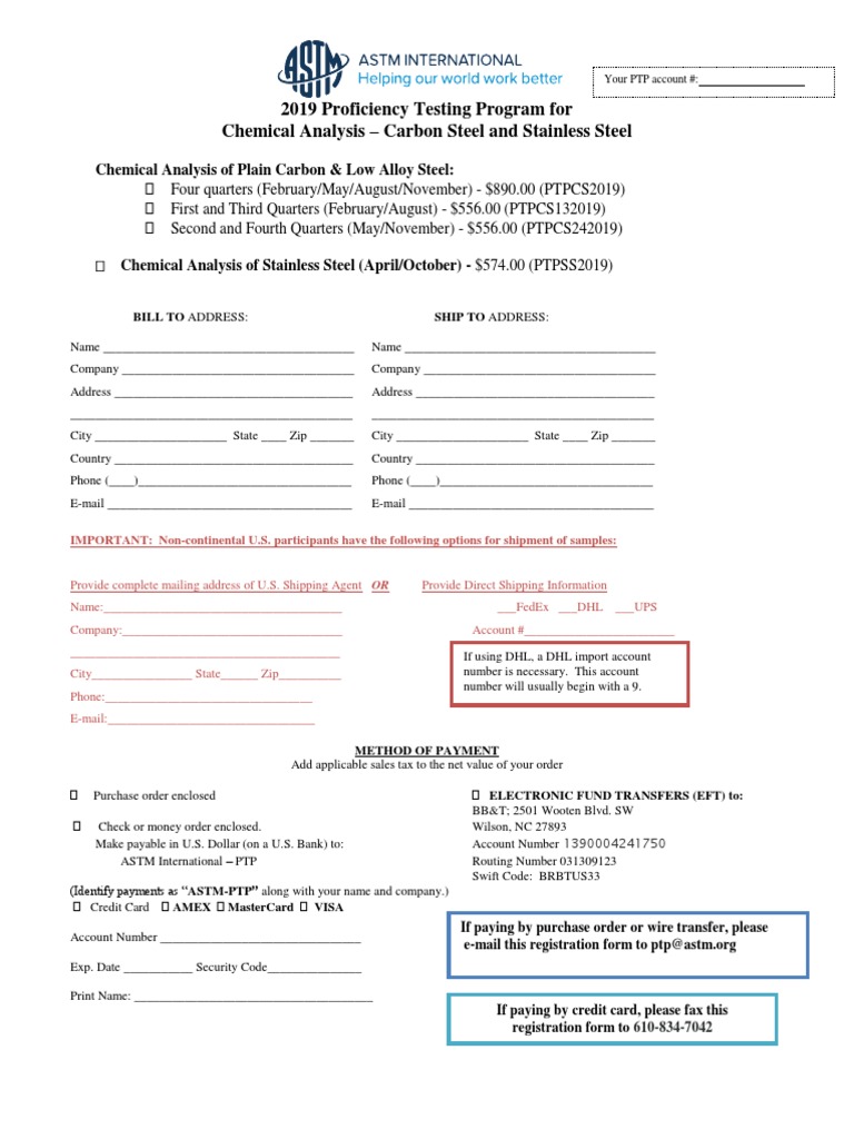 2019 E01 - Carbon Steel - Stainless Steel Registration Form | PDF ...