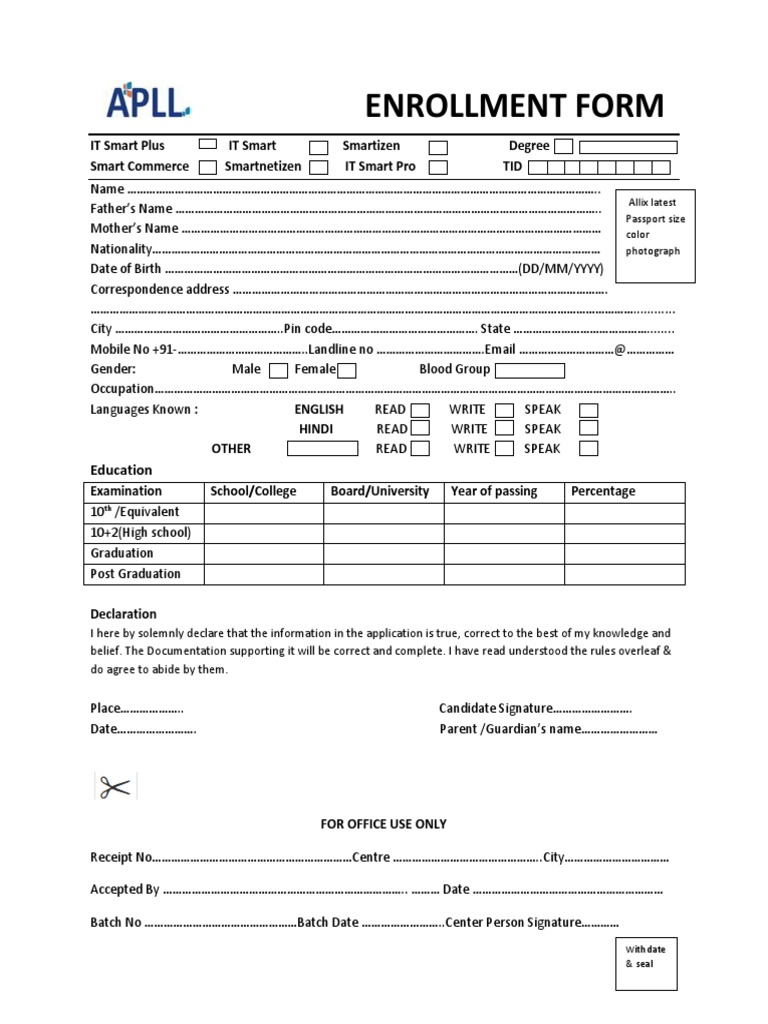 Enrollment Form: Education | PDF