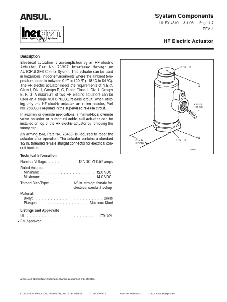 Ansul: System Components | PDF | Actuator | Electrical Components