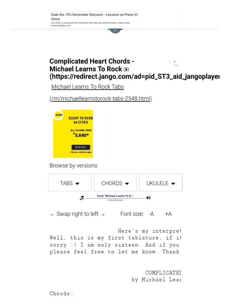 Complicated Heart Chords & Lyrics | PDF | Song Structure | Songs