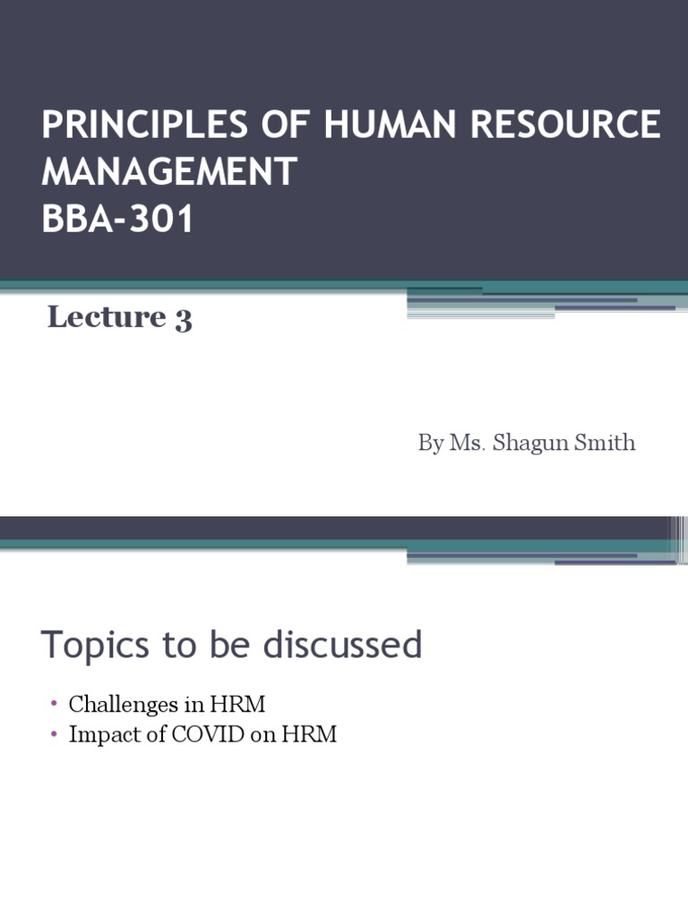 Principles of Human Resource Management BBA-301: by Ms. Shagun Smith | PDF