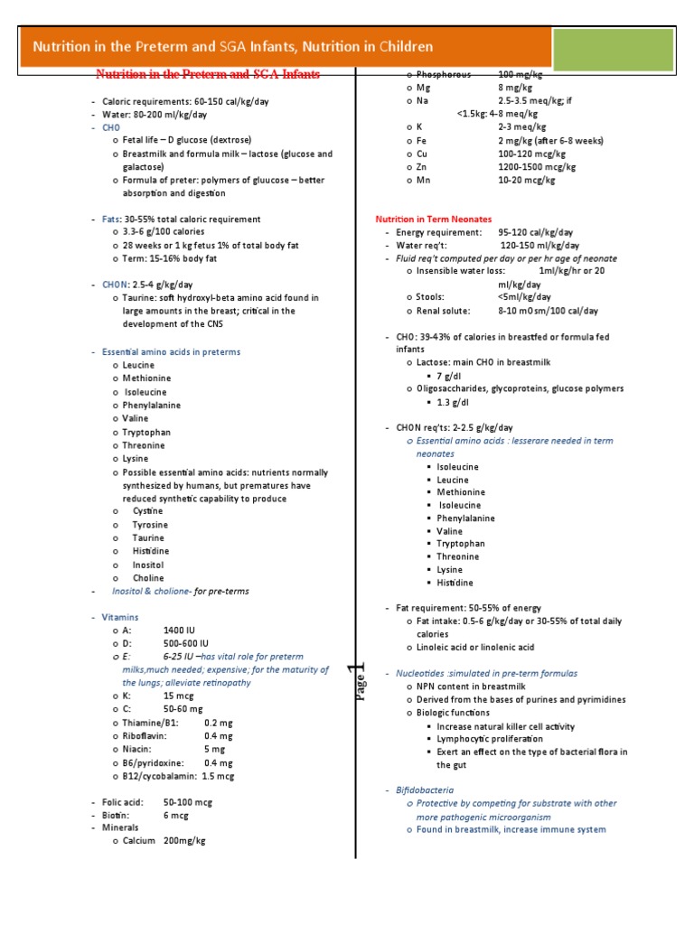 Nutrition in The SGA Infants & in Children | PDF | Breast Milk ...