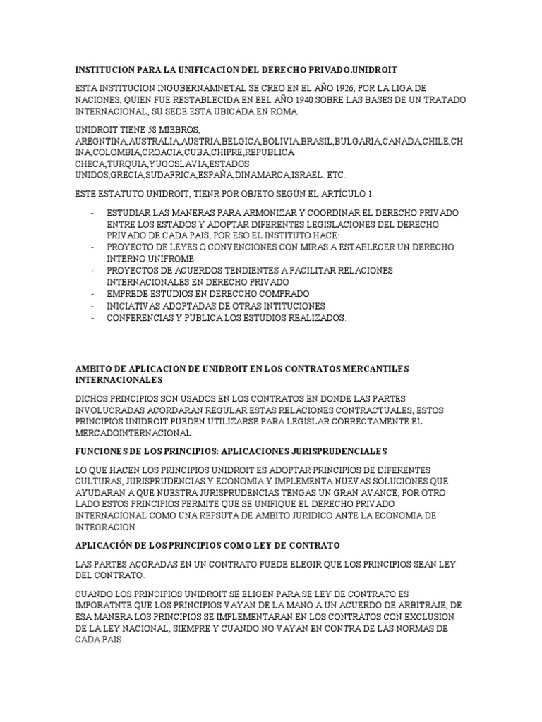 UNIDROIT | PDF | Derecho privado | Instituciones sociales