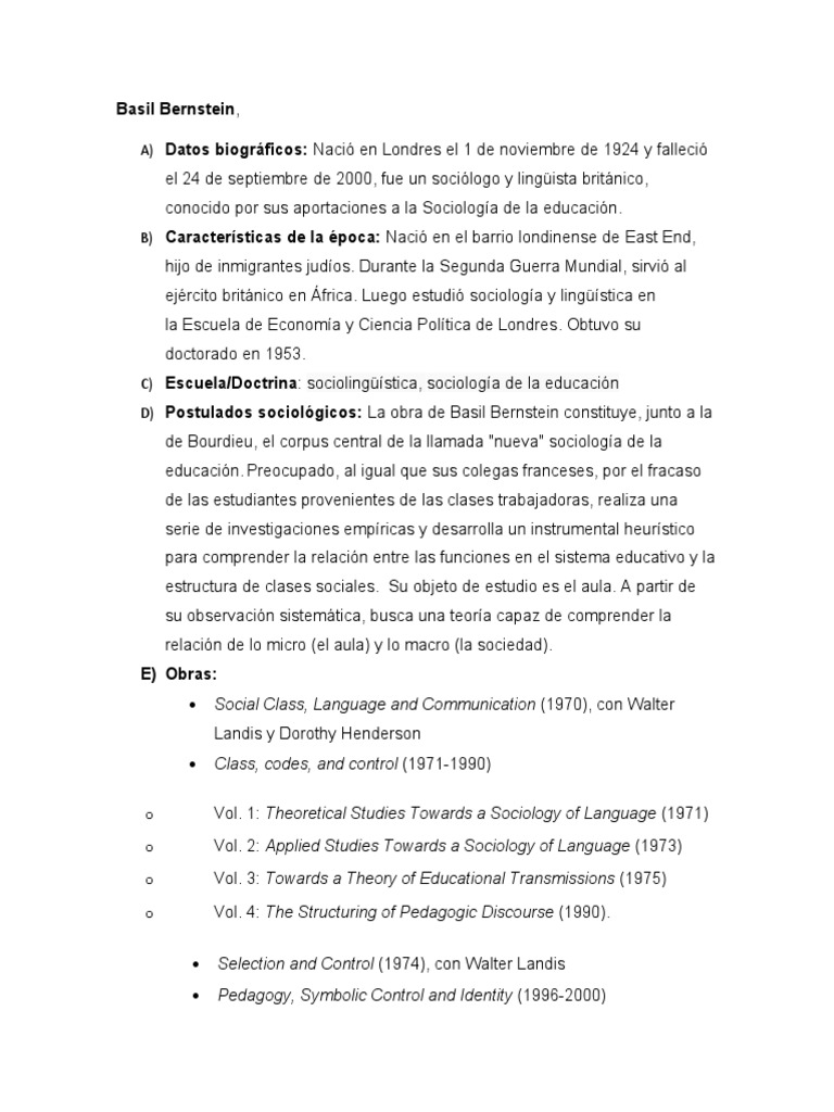 Basil Bernstein | PDF | Emile Durkheim | Edmund Husserl