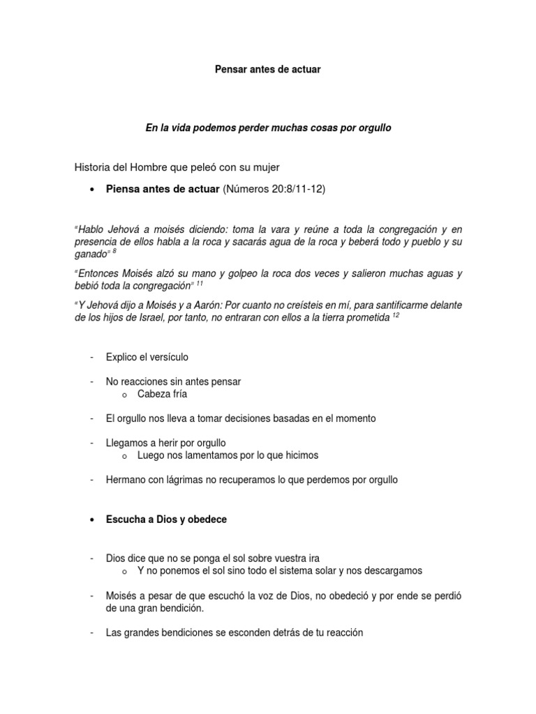 Piensa Antes de Actuar y Hablar | PDF