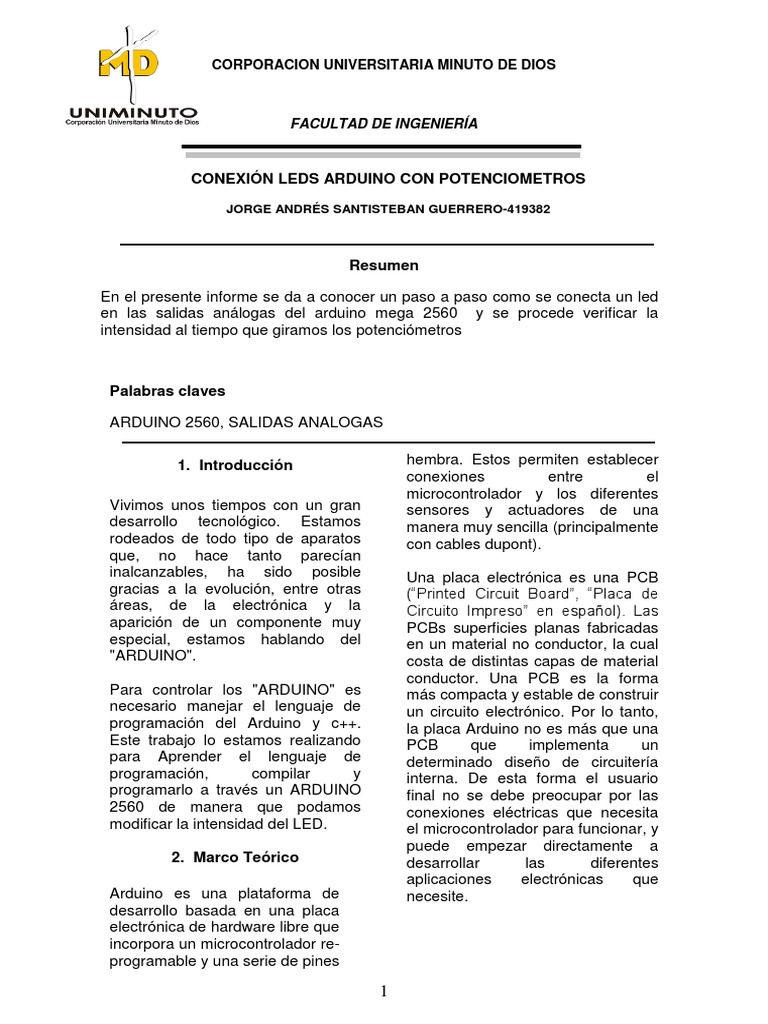 Informe Led Arduino | PDF | Arduino | Placa de circuito impreso