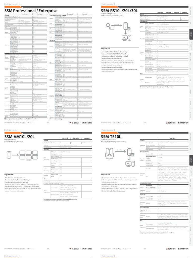 SSM Professional / Enterprise SSM-RS10L/20L/30L: SSM Recording Server ...