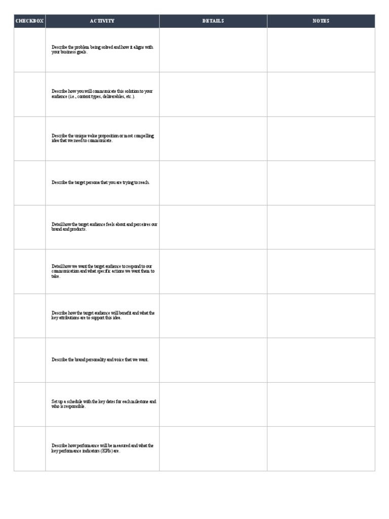 IC Content Creative Brief Checklist 10598 | PDF