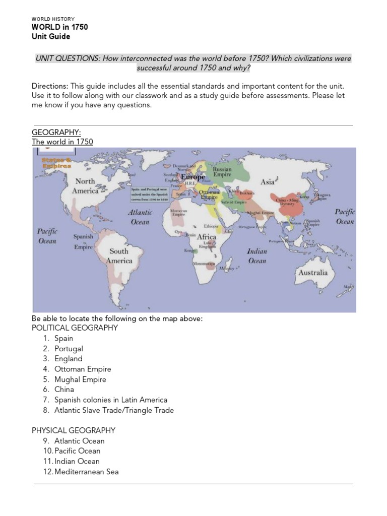 World in 1750 Unit Guide 2020 | PDF | Atlantic Slave Trade | Trade