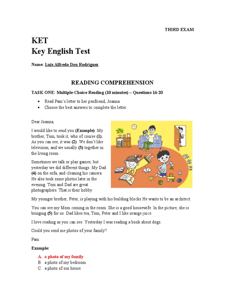 KET Key English Test: Reading Comprehension | PDF