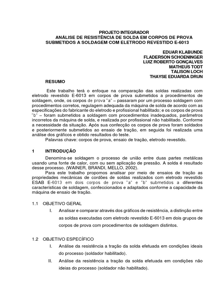 PROJETO INTEGRADOR - Resumo | PDF | Estresse (Mecânica) | Mecânica dos sólidos