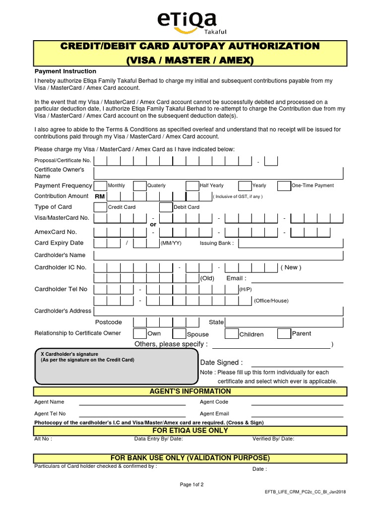 Credit Card Autopay Authorization Form | PDF | Debit Card | Visa Inc.
