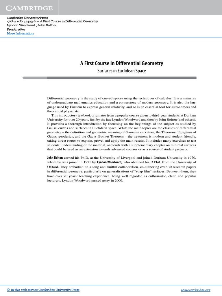 A First Course in Differential Geometry - Surfaces in Euclidean Space ...