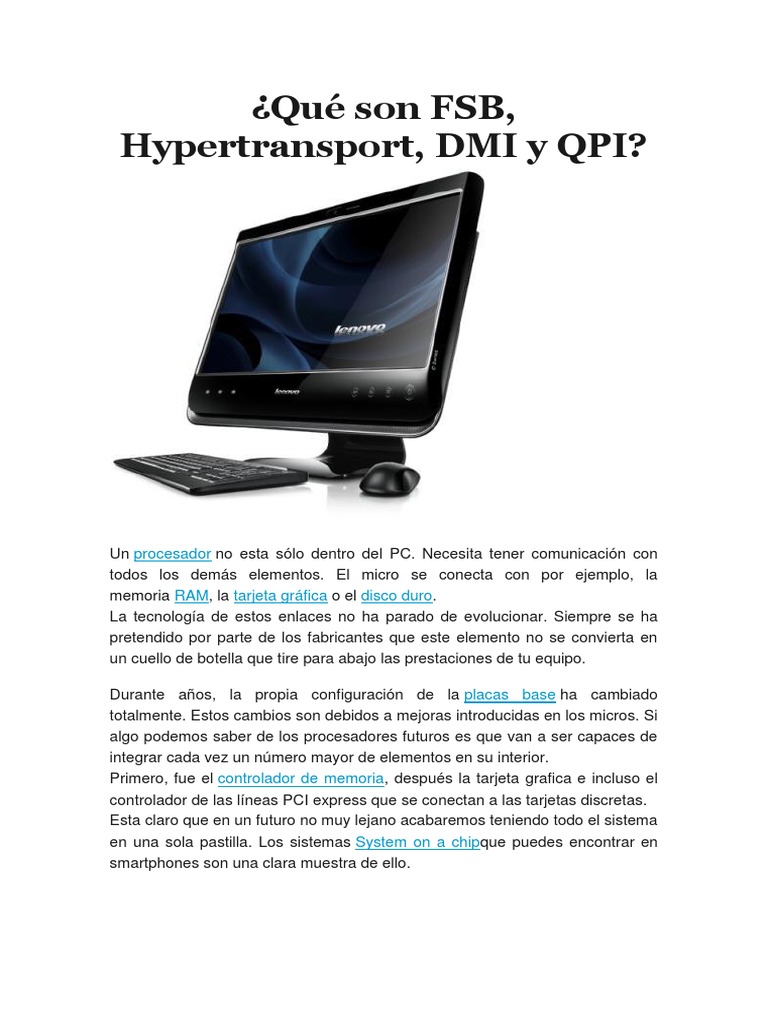 Que Son FSB Hypertransport DMI y QPI | PDF | Microprocesador | Micro ...