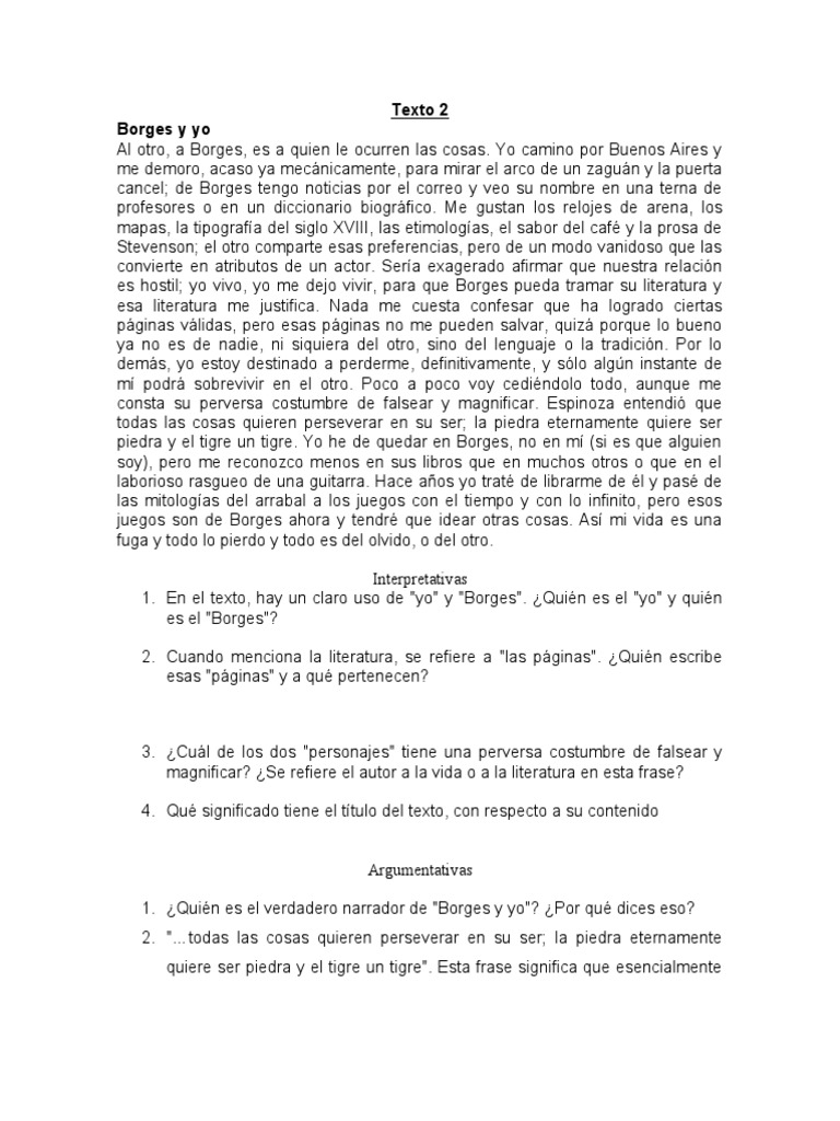 Borges y yo: Identidad y Literatura | PDF
