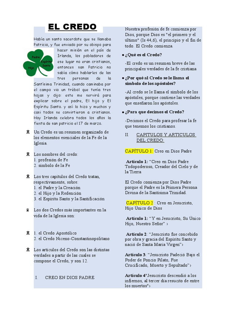 Tema 4 El Credo | PDF | Cristo (título) | espíritu Santo