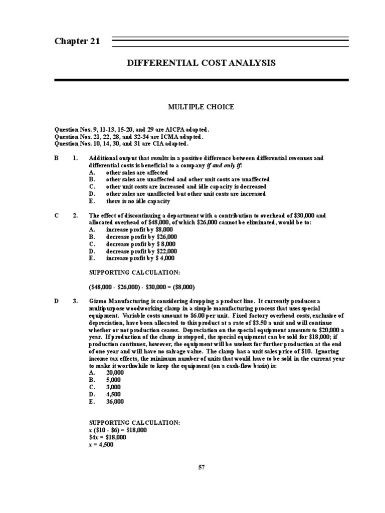21 Differential Cost Analysis PDF | PDF | Linear Programming ...