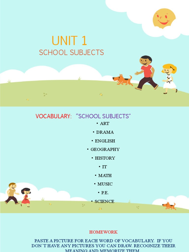 Unit 1: School Subjects | PDF