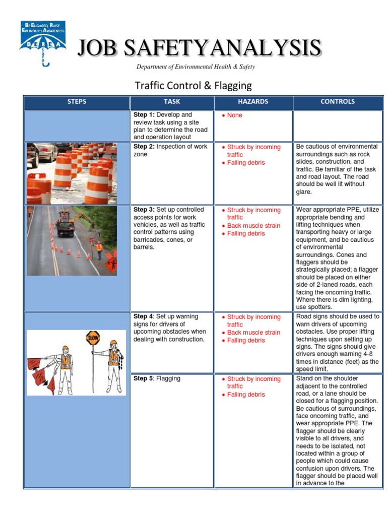 Job Safetyanalysis: Traffic Control & Flagging | PDF | Traffic ...