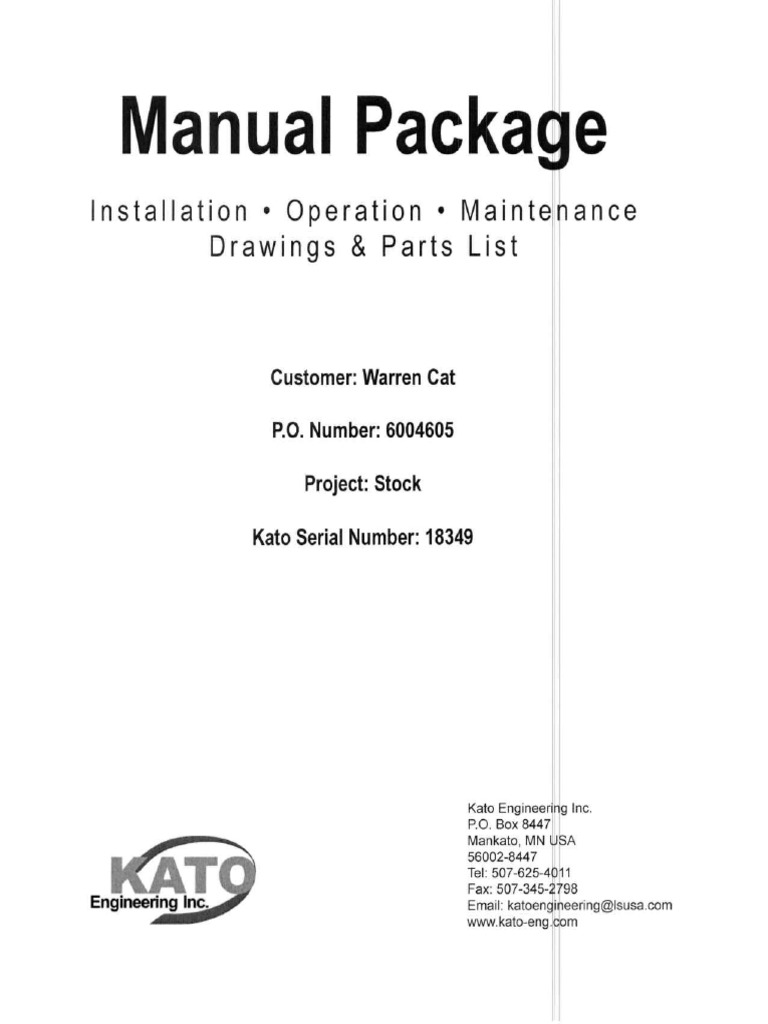 Manual Package Installation Operation Maintenance Drawings and Part ...