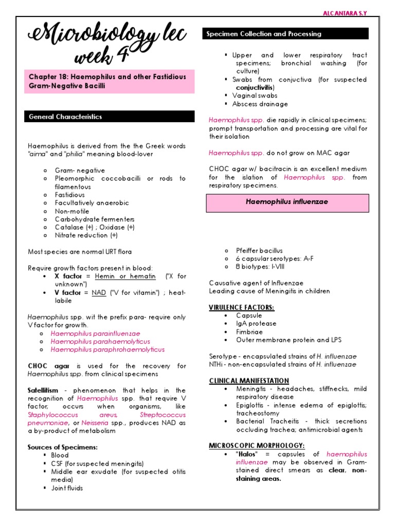 Specimen Collection, Processing, and Identification of Haemophilus ...