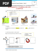 Guia # 3 La Fuerza y El Movimiento. 3° Grado | PDF