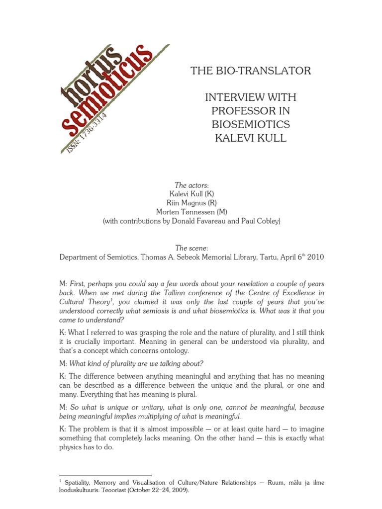 The Bio-Translator - Interview With Biosemiotician Kalevi Kull ...