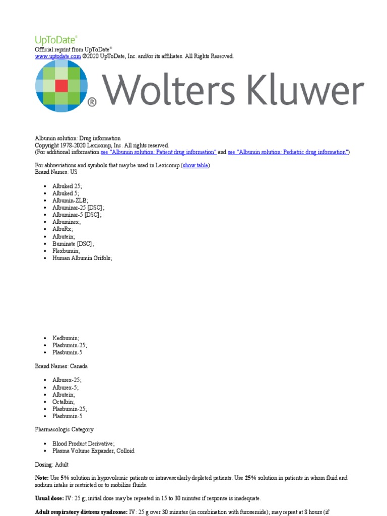 Albumin Infusion | PDF | Intravenous Therapy | Breastfeeding