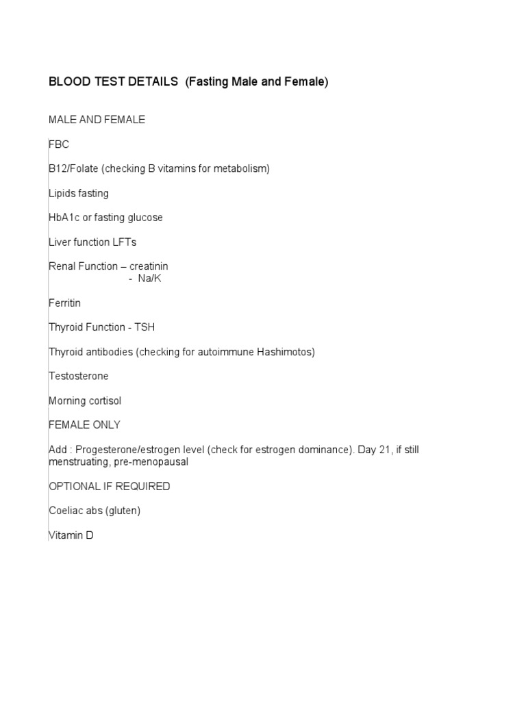 Blood Test Form | PDF