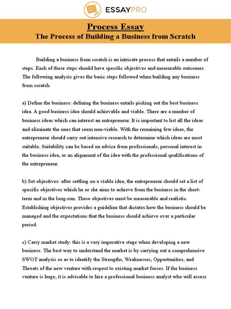 Sample Process Essay 2-The Process of Building A Business From Scratch ...