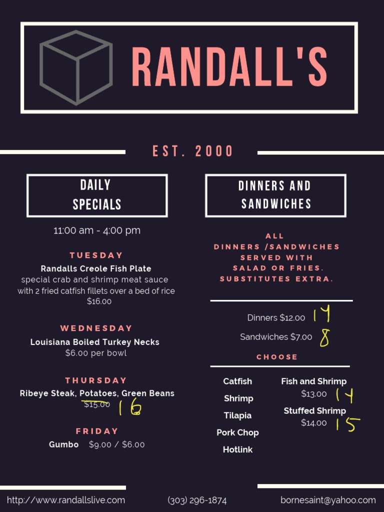 Randall's Live Menu Denver | PDF | Hamburgers | Foods