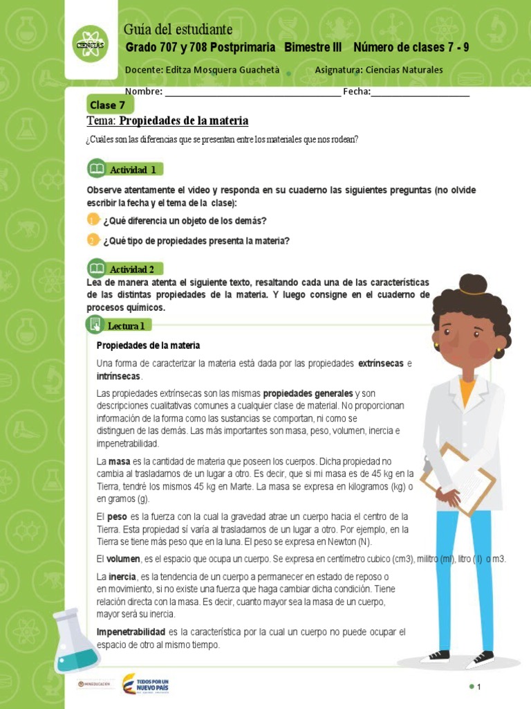 Propiedades de La Materia Grado Septimo Colombia Aprende-1 - 2980 | PDF ...