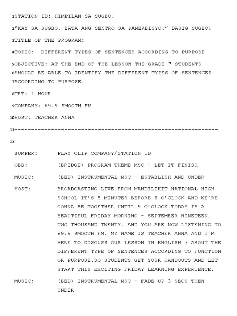 Rbi Broadcasting Script English 7 9-18-2020 v2 | PDF | Question ...