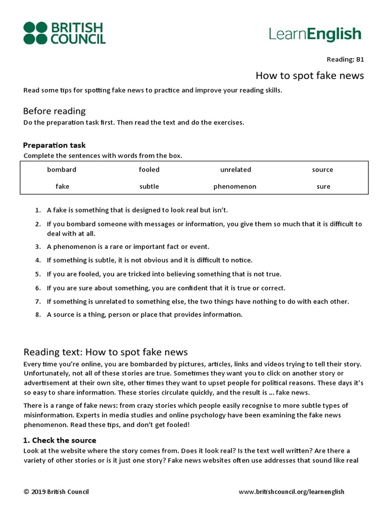 How To Spot Fake News: Before Reading | PDF | News | Communication