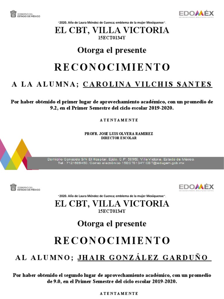 Reconocimientos Alumnos | PDF