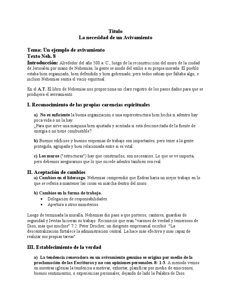 Un Ejemplo de Avivamiento | PDF | Biblia | Religión y creencia
